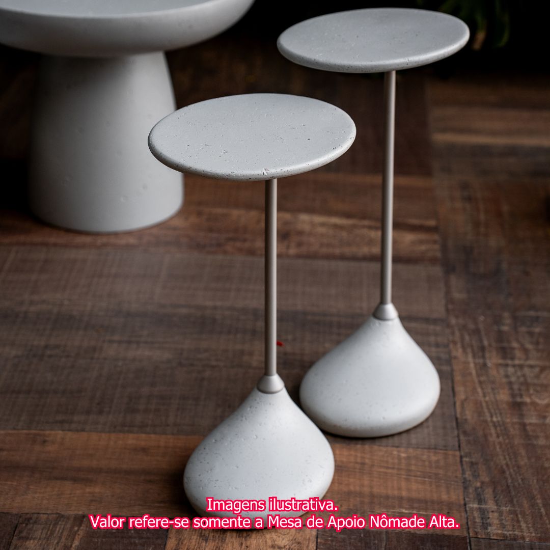 Mesa Apoio Nômade Baixa Cimento Café Haste Gold - 78101